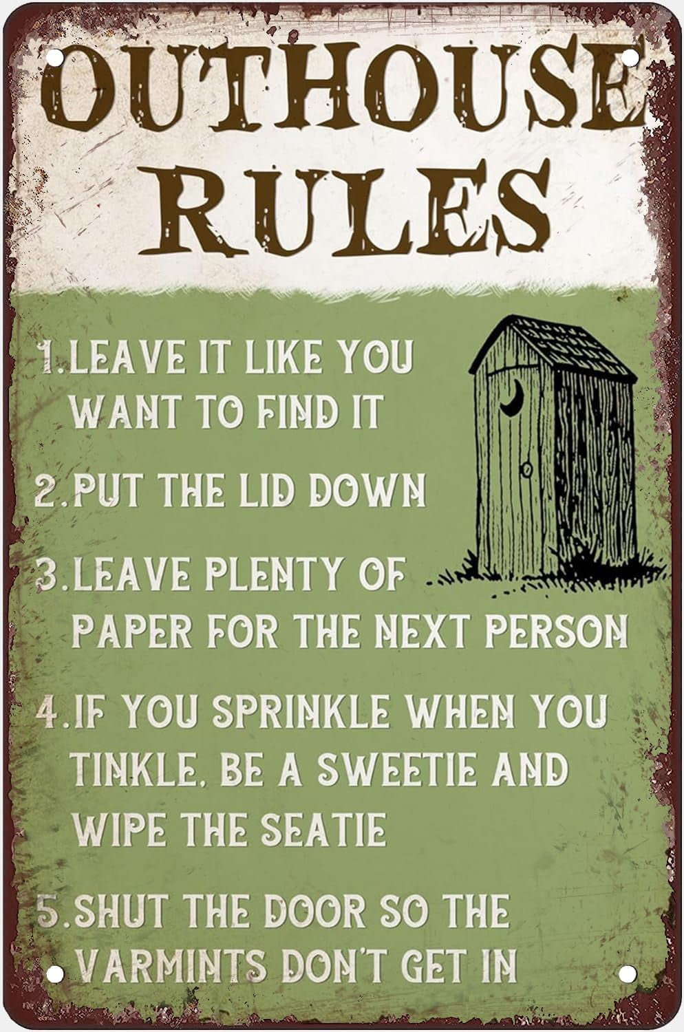 FABSURE Funny Outhouse Rules Metal Tin Signs, Vintage Farmhouse Home ...