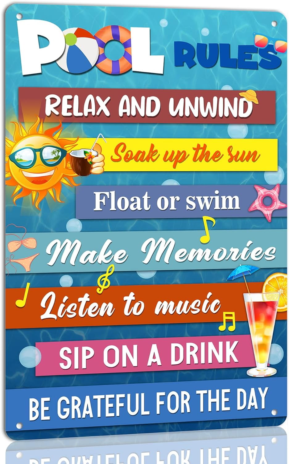 FABSURE Funny Pool Rules Metal Tin Signs, Vintage Pool Rules Wall ...