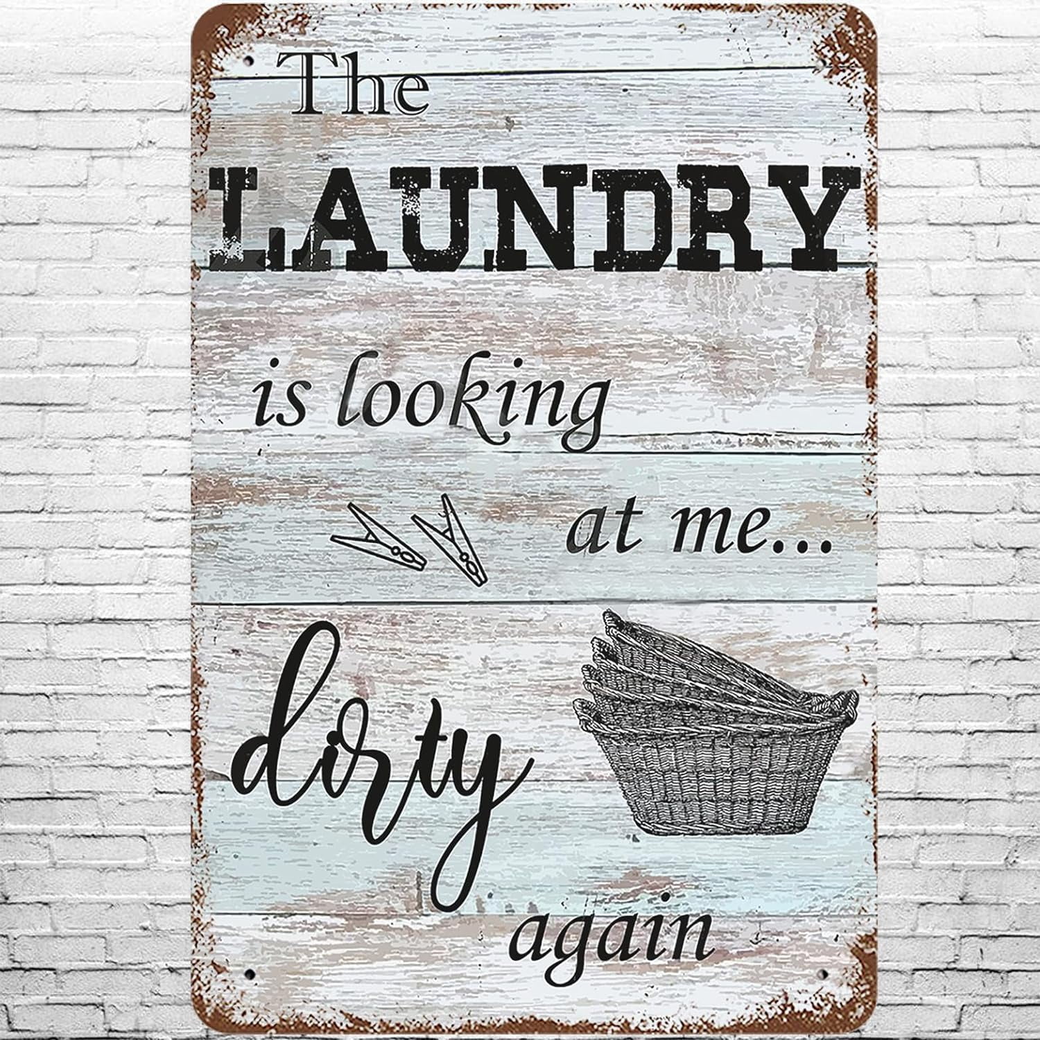 FABSURE Metal Sign The Laundry Is Looking At Me Dirty Again, Retro Wall ...