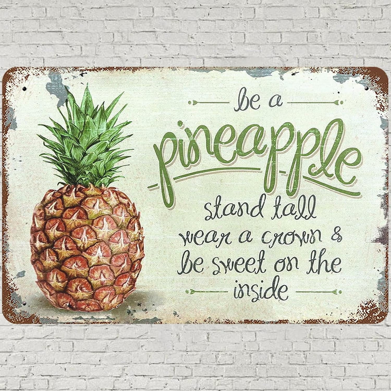 FABSURE Pineapple Metal Tin Signs, Be A Pineapple, Stand Tall & Be ...