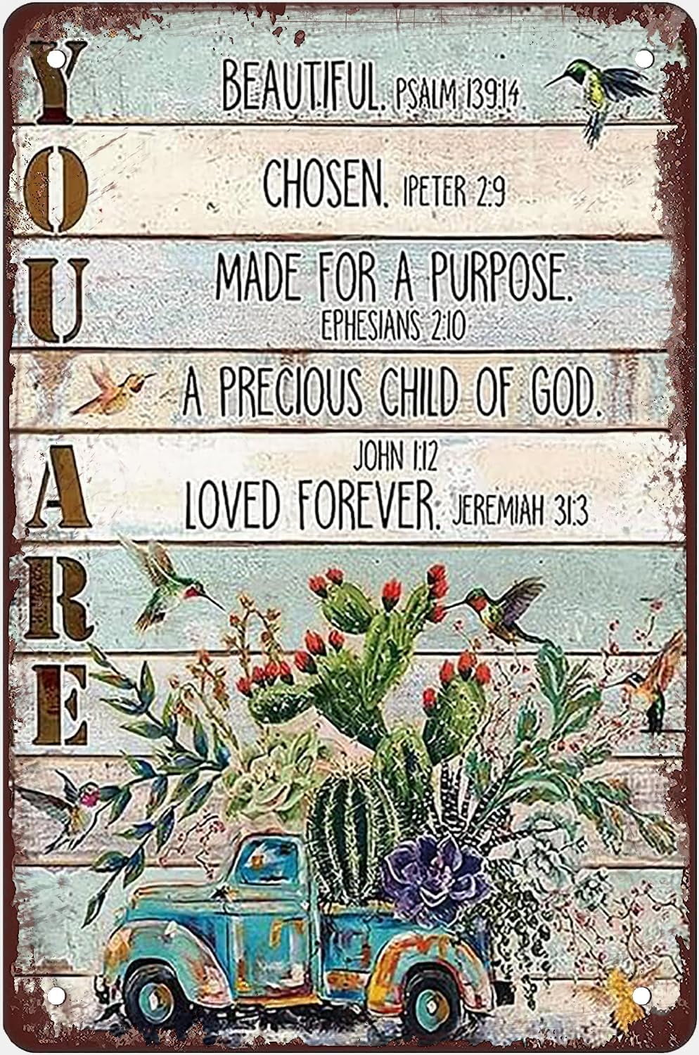 FABSURE Vintage Metal Tin Signs, Inspirational Bible Blessing Plaque ...
