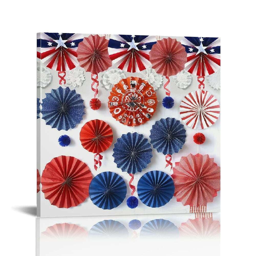 FACANNAP 4th of July Decor Patriotic Decorations set Star Streamer Pom ...