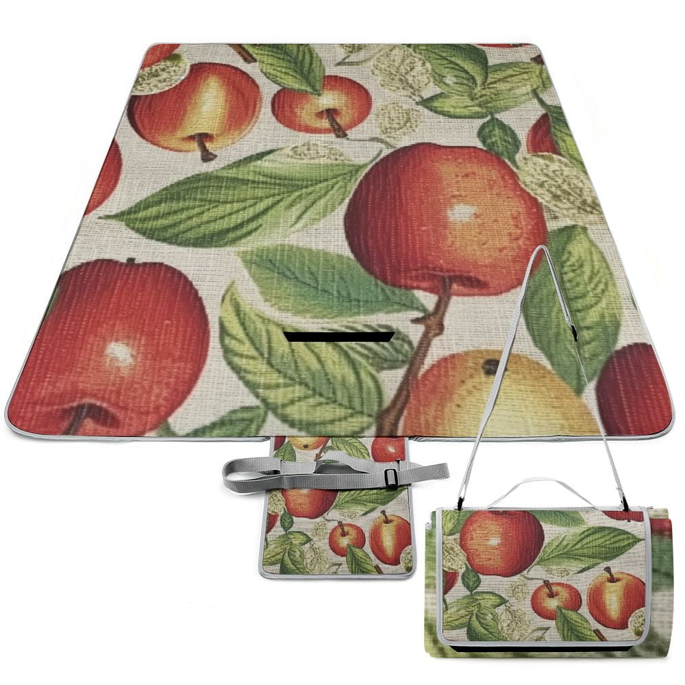 FACANNAP Apples Leaves Fruits Square Outdoor Picnic Mat Foldable for ...
