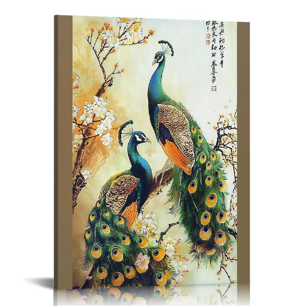 FACANNAP AtfArt Asian Wall Decor Beautiful Silk Scroll Painting Birds ...