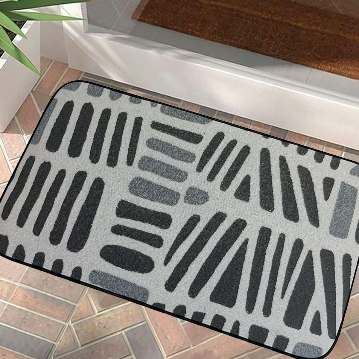 FACANNAP Black and White Pattern Square Door Mat Indoor/Outdoor/Front ...