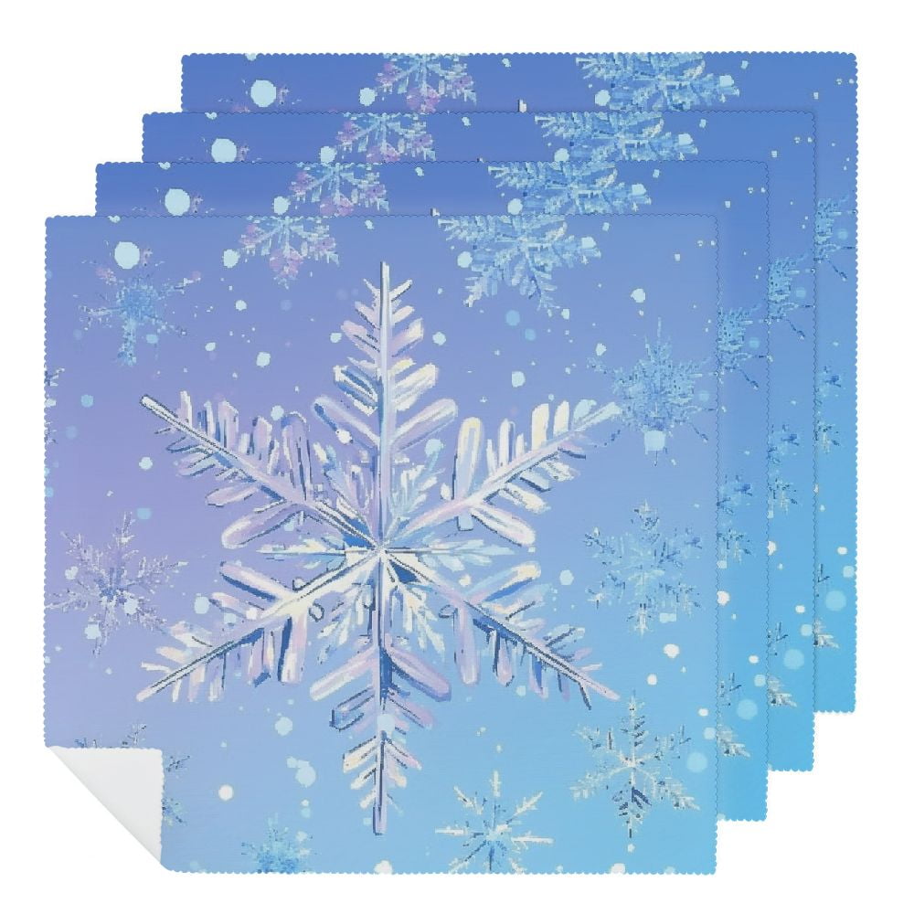 FACANNAP Blue White Snowflake Dessert Napkins Lunch Dinner Tableware ...