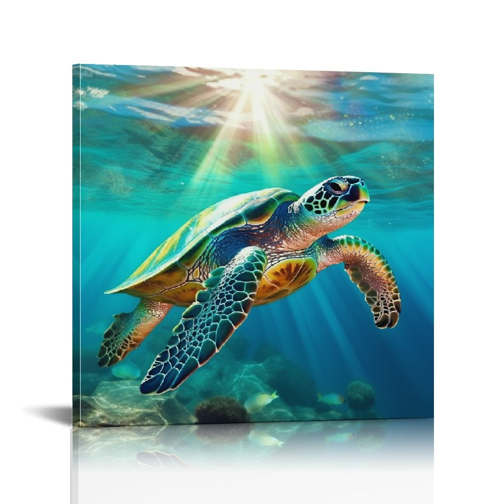 FACANNAP Canvas Green Sea Turtle Wall Art Prints Submarine Picture ...