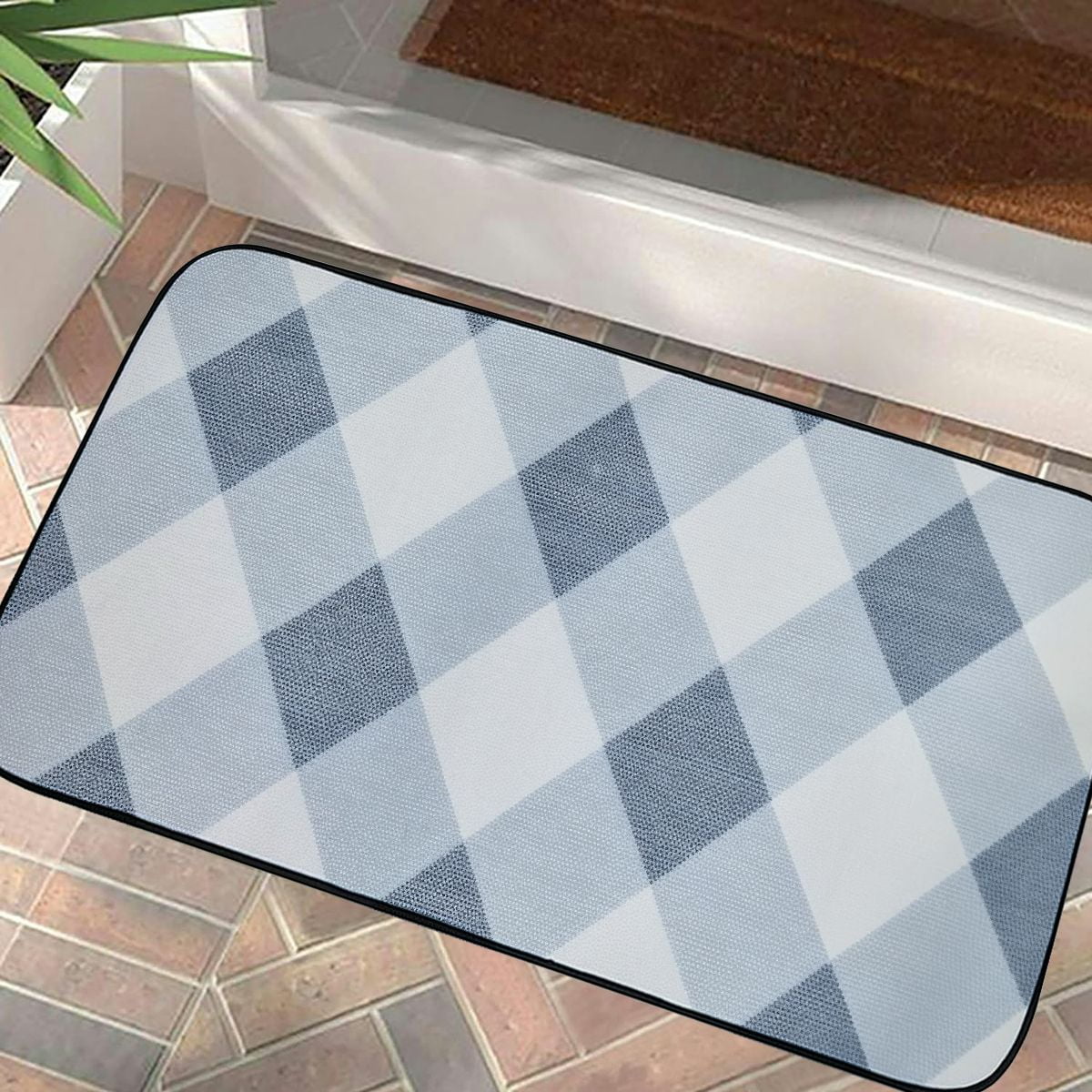 FACANNAP Checkered Pattern Outside Entry Yard Floor Patio Felt Square ...
