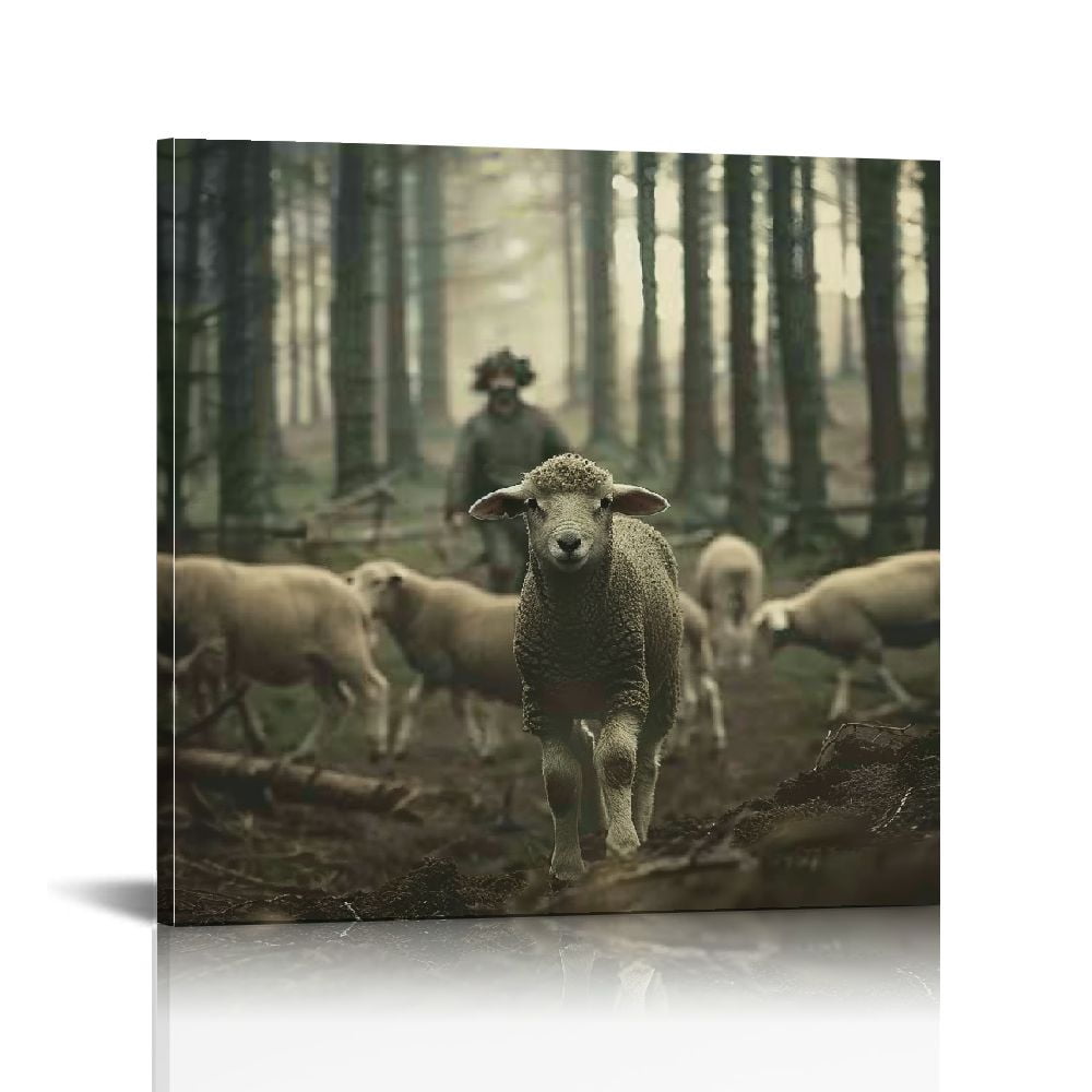 FACANNAP Christian Wall Art Jesus Chasing Lost Lamb Canvas Print ...