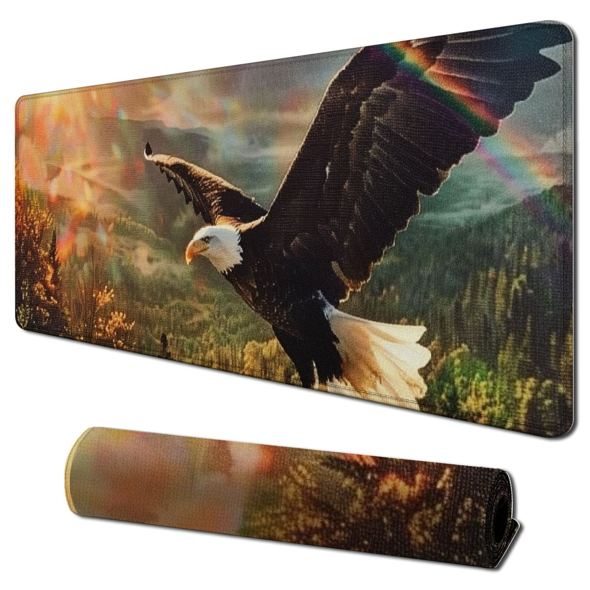FACANNAP Eagle Forest Rainbow Gaming Mouse Pad XL Size Durable Anti ...