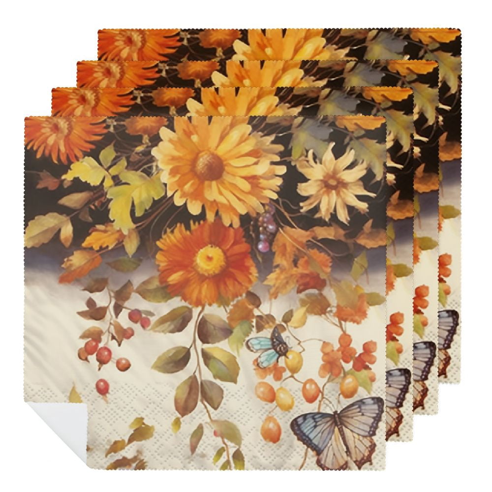 FACANNAP Fall Paper Napkins Watercolor Autumn Leaves Flower Butterfly ...
