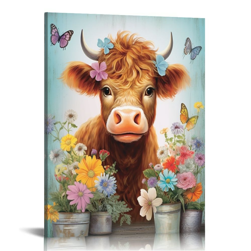 FACANNAP Farmhouse Cute Highland Cow Cattle In Bucket Bathtub Bathroom ...