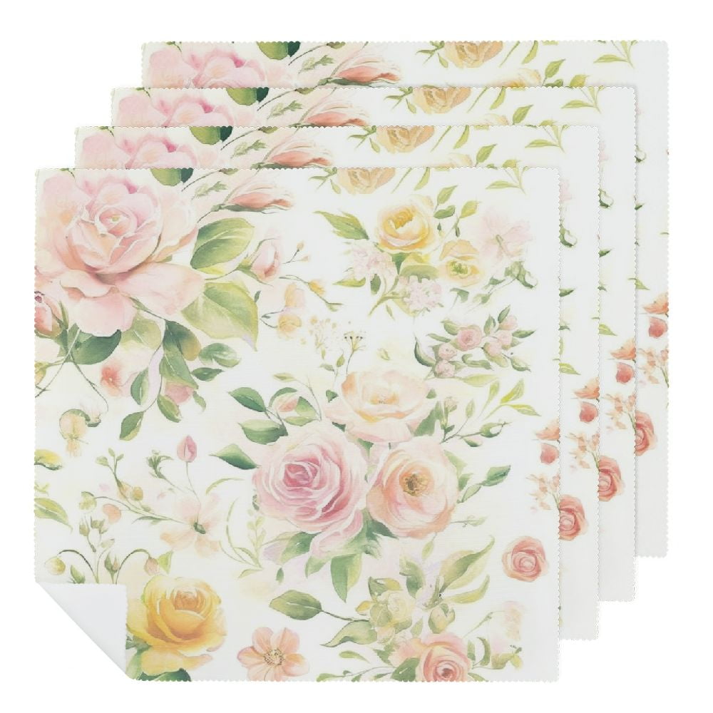 FACANNAP Floral Cloth Napkins Washable Dinner Napkins Tea Party Napkins ...