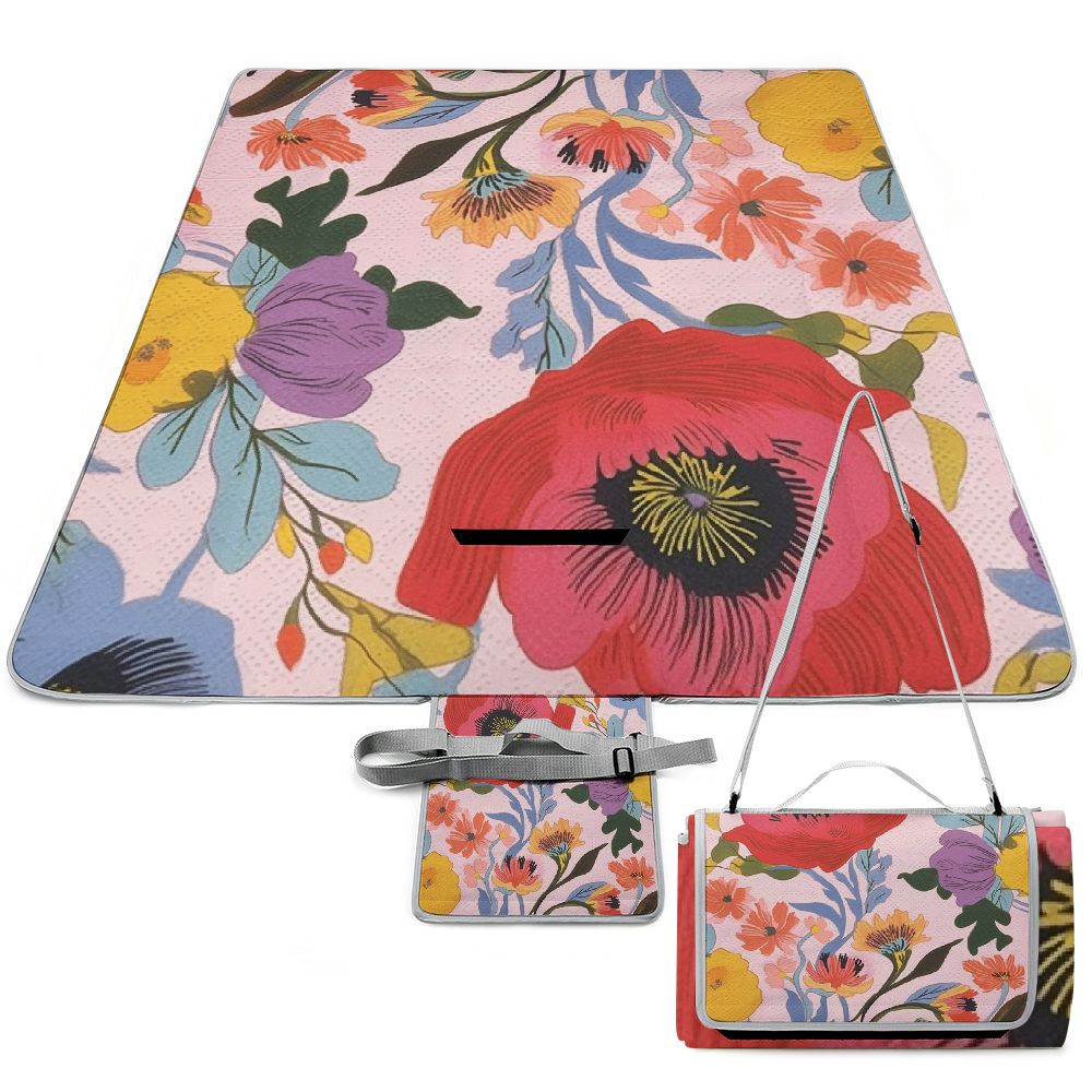 FACANNAP Floral Print Flower Design Waterproof Foldable Square Outdoor ...