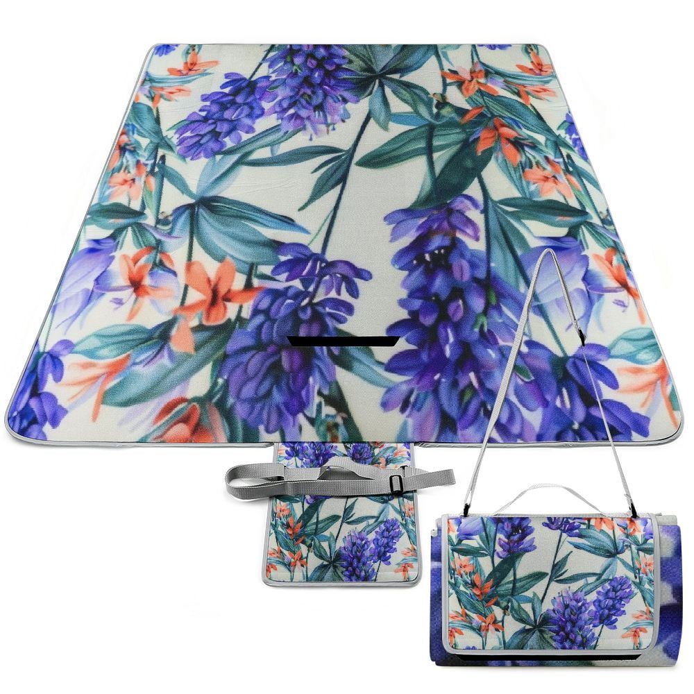 FACANNAP Flowers Square Outdoor Picnic Blanket for Camping, Park, Beach ...