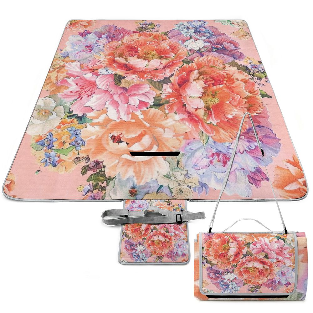 FACANNAP Flowers Square Outdoor Picnic Mat for Camping Hiking Festivals ...