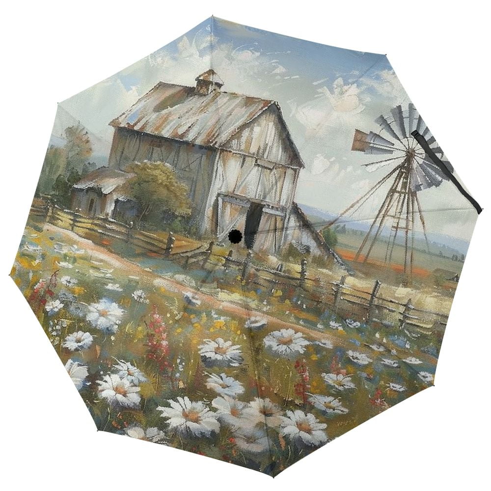 FACANNAP Flowers Windmill 3-Fold Umbrella Automatic Open Close for ...