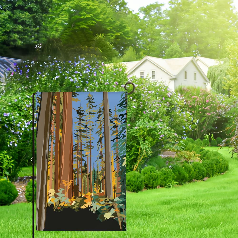 FACANNAP Forest Garden Flag Burlap Double Sided Vertical Various Sizes ...