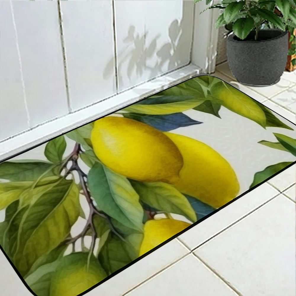 FACANNAP Lemons Leaves Fruits Square Floor Mat Indoor/Outdoor/Bathroom ...
