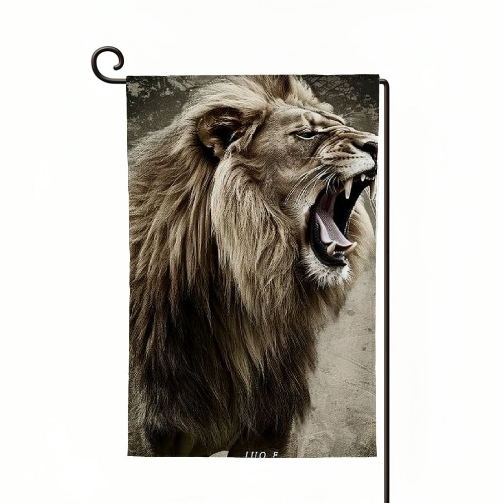 FACANNAP Lion Garden Flag 12x18in Decorations Burlap Yard Flag for ...