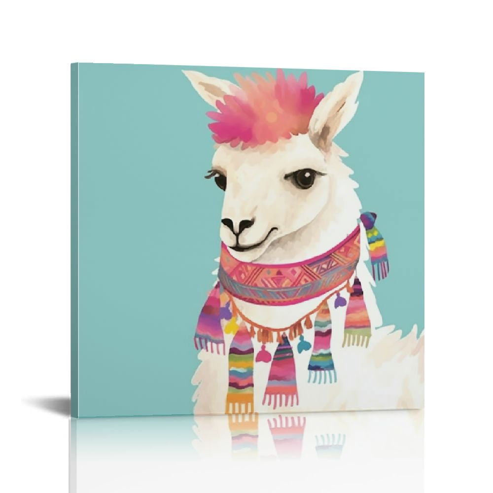 FACANNAP Llama Theme Nursery Kids Room Unframed Hanging Wall Art Poster ...
