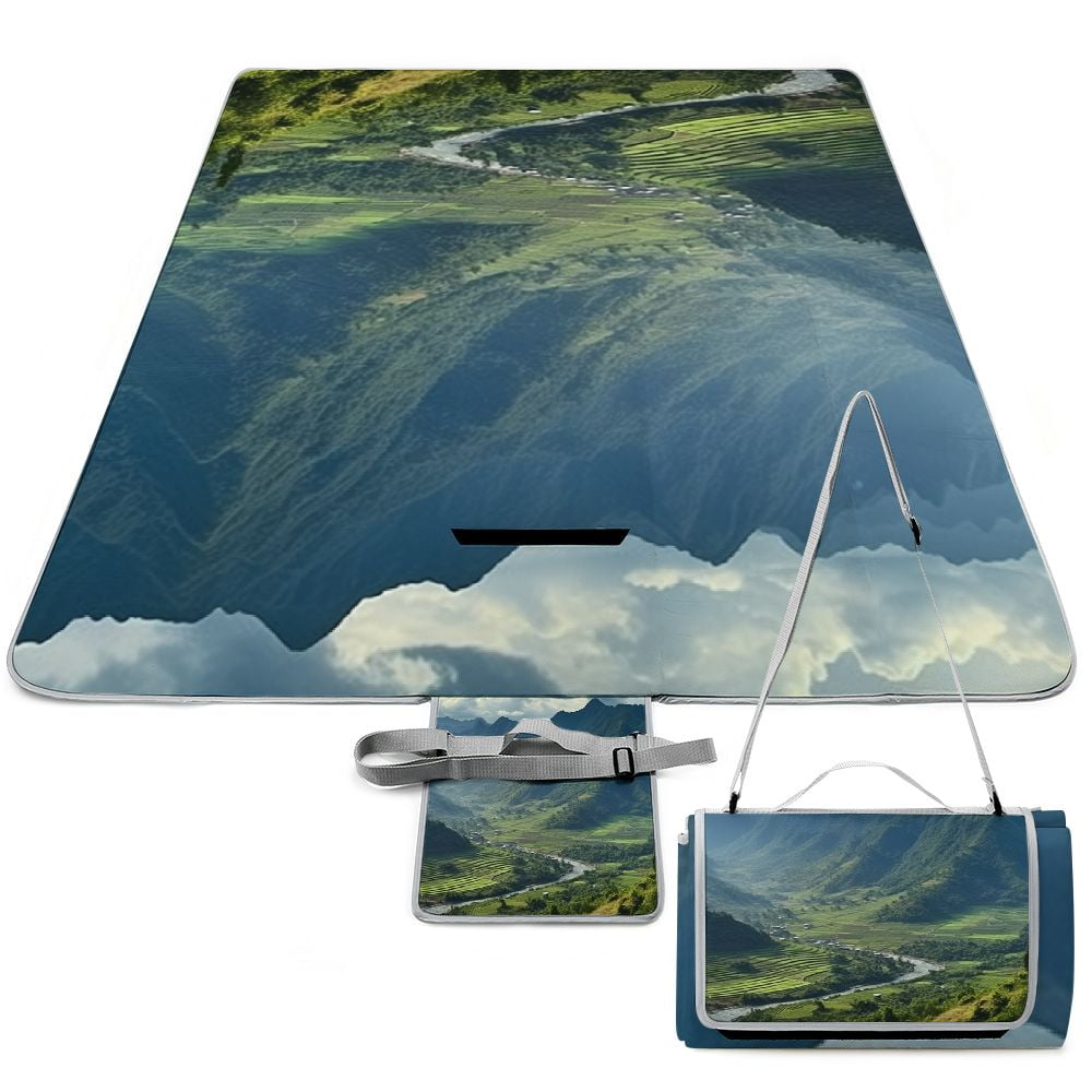 FACANNAP Mountain River Clouds Square Outdoor Picnic Mat Sand Proof ...
