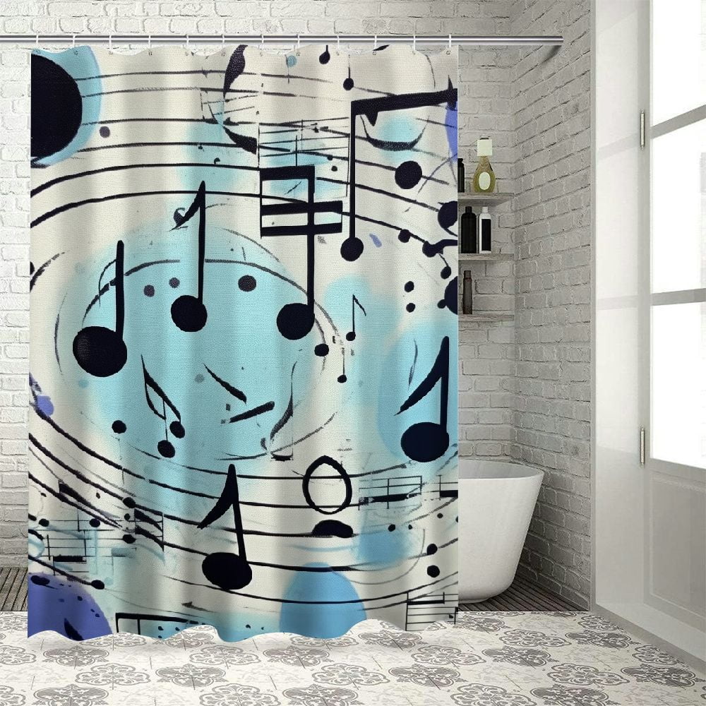 FACANNAP Musical Notes Circles Waterproof Shower Curtain Multiple Sizes ...
