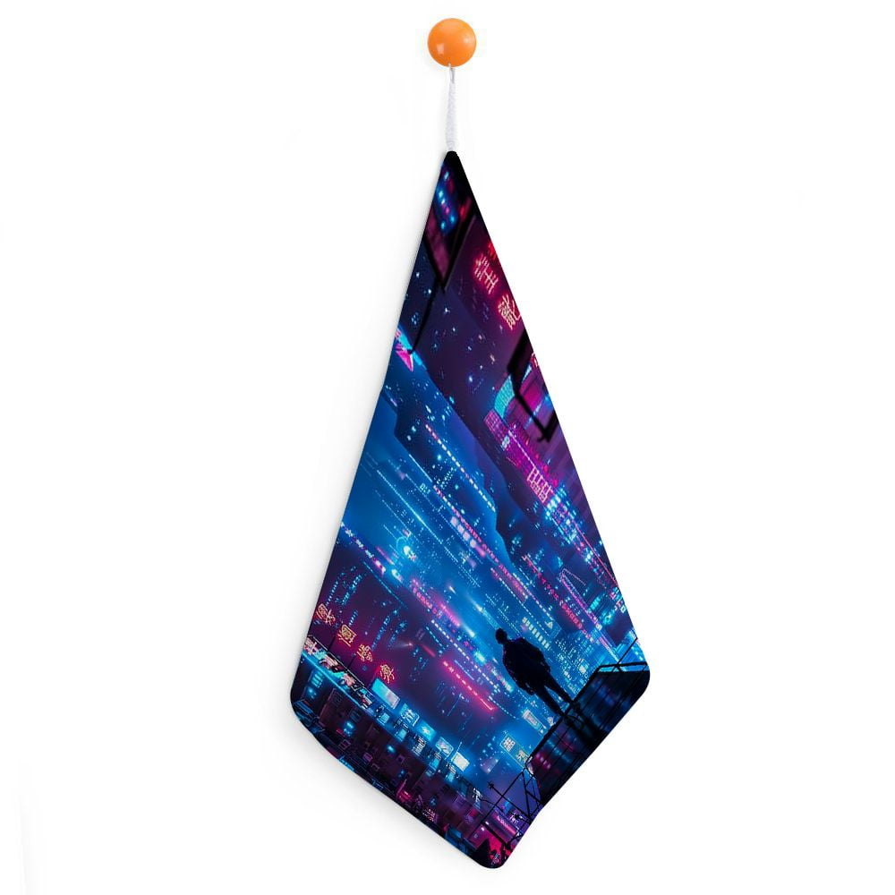FACANNAP Neon Lights Hand Drying Towels with Loop 11.8x11.8in for ...