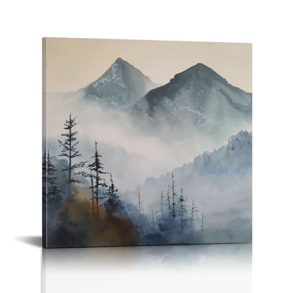 FACANNAP Neutral Mountain Wall Art Decor Forest Canvas Wall Art Poster ...