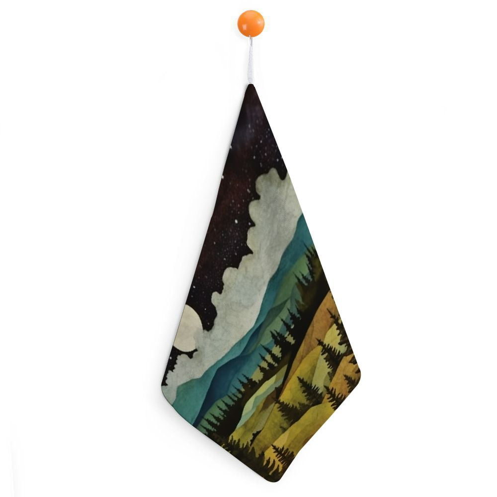 FACANNAP Night Sky Full Moon Forest Hand Drying Towels with Loop ...