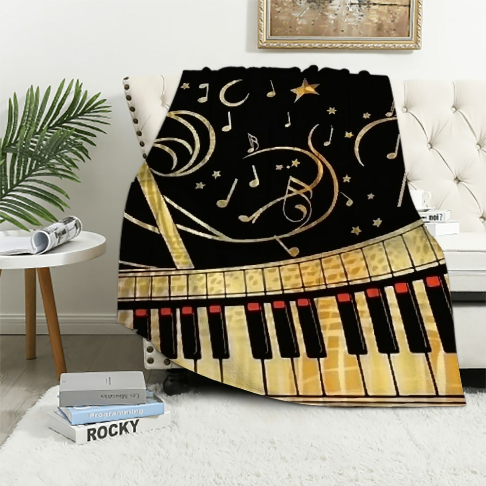 FACANNAP Piano Music Notes Stars Flannel Blanket Exquisite Gifts for ...