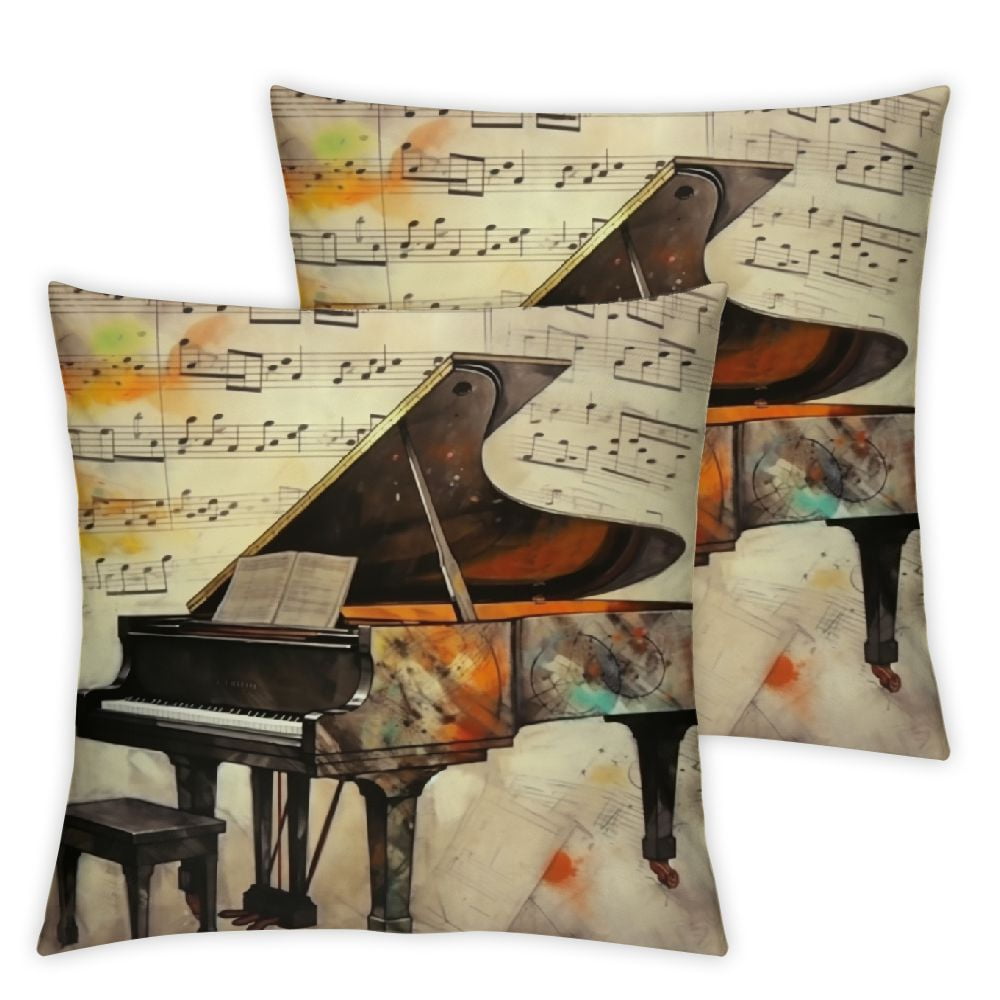 FACANNAP Pillow Covers Old Vintage Abstract Piano and Music Note ...