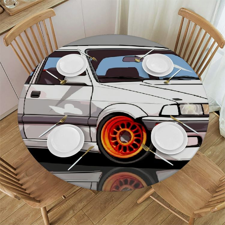 FACANNAP Pixel Art Vehicles Round Tablecloth Outdoor Fitted 100% ...