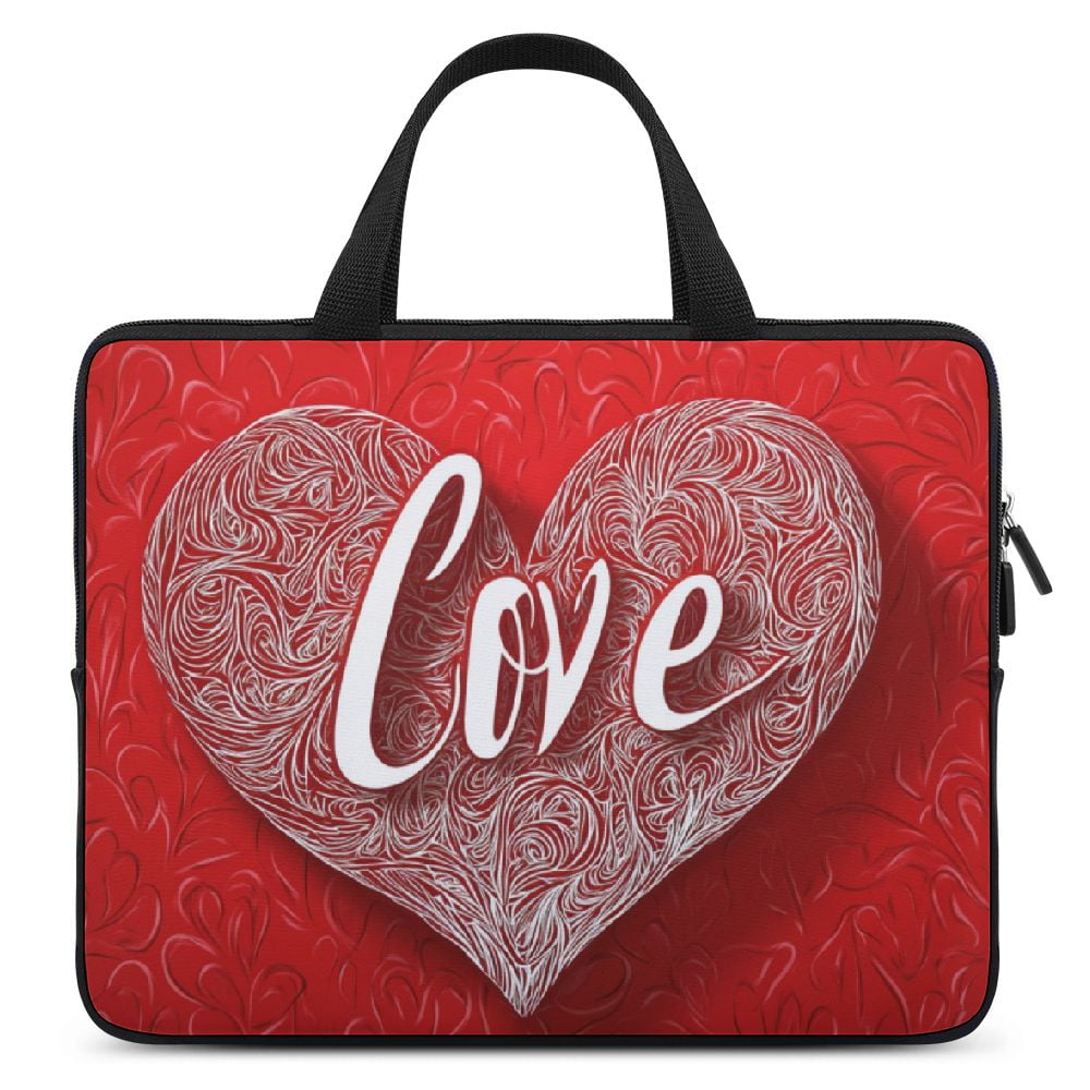 FACANNAP Red Love with White Hearts-29 Laptop Handle Bag Diving Fabric ...