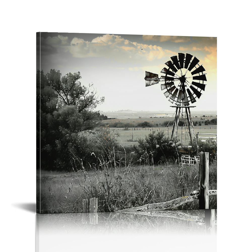 FACANNAP Rustic Windmill Pictures Wall Decor Modern Canvas Wall Art ...