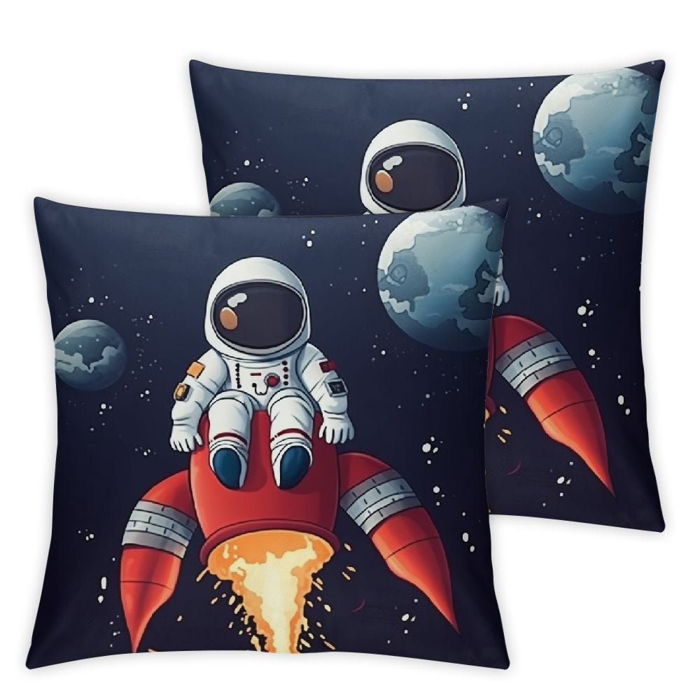 FACANNAP Space Pillow Cover Astronaut Moon Spaceship Square Space Throw ...