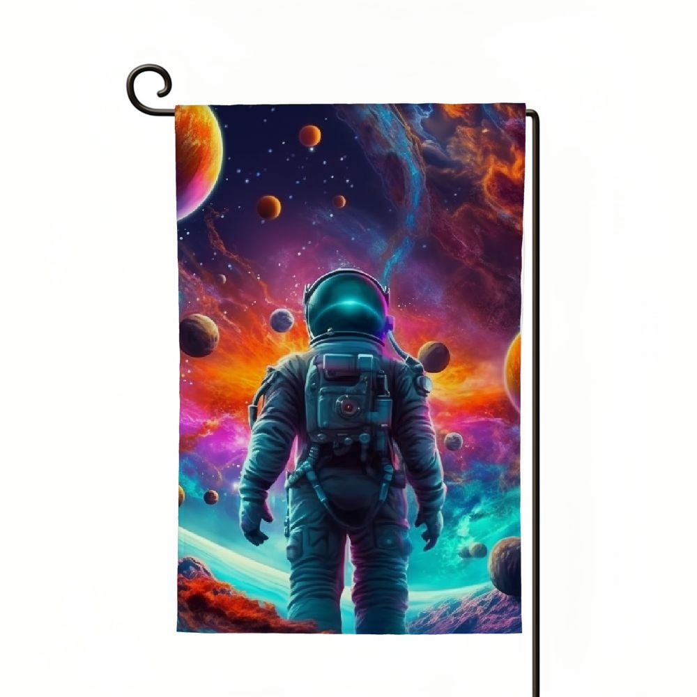 FACANNAP Space Suit Planets Garden Flag 12x18in - Durable Linen Flag ...