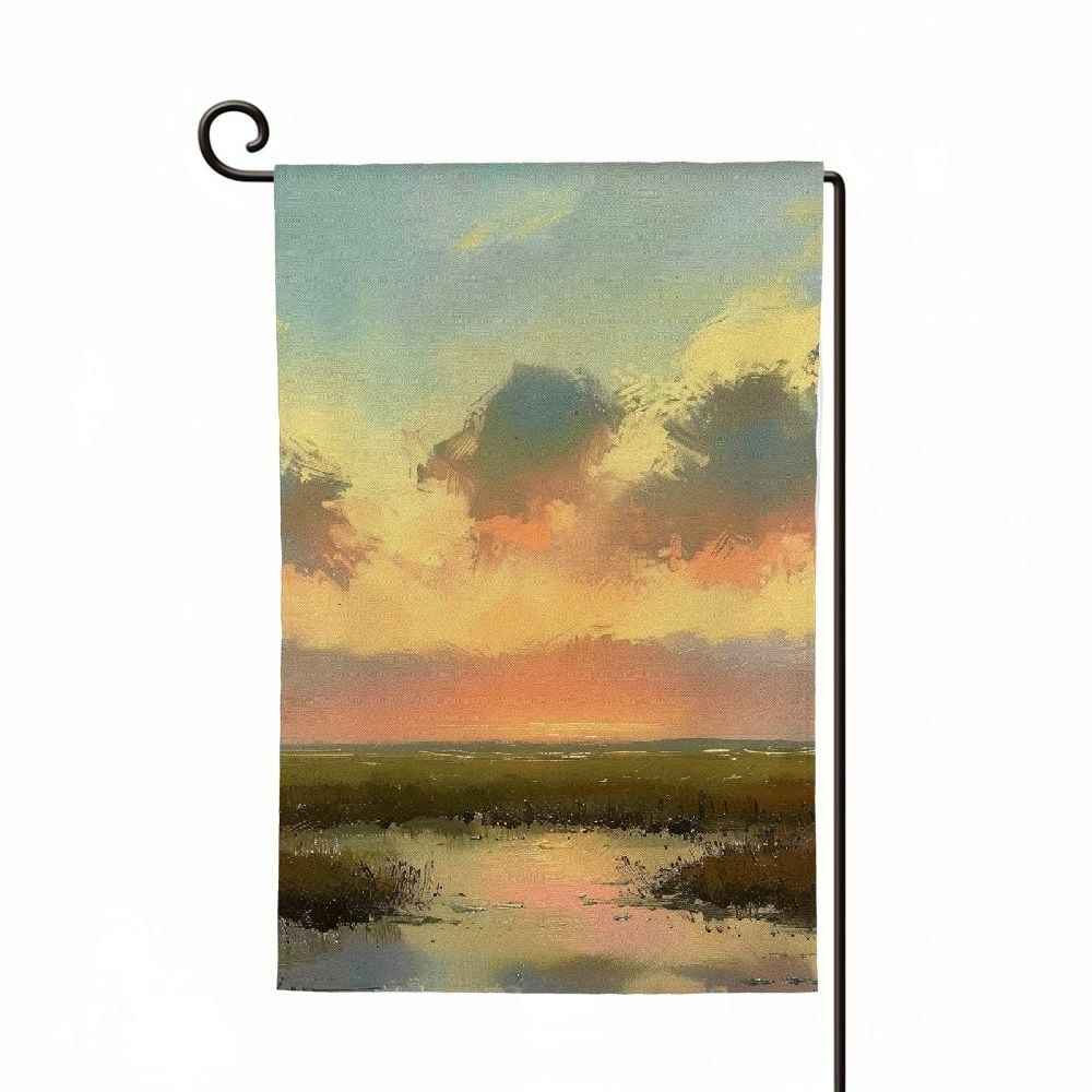 FACANNAP Sunset Marsh Water Garden Flag 12x18in - High-Quality Linen ...