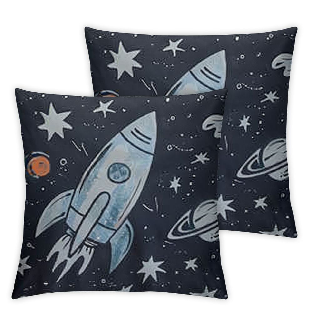 FACANNAP Throw Pillow Covers Pillowcase Spaceship Rocket Space Pattern ...