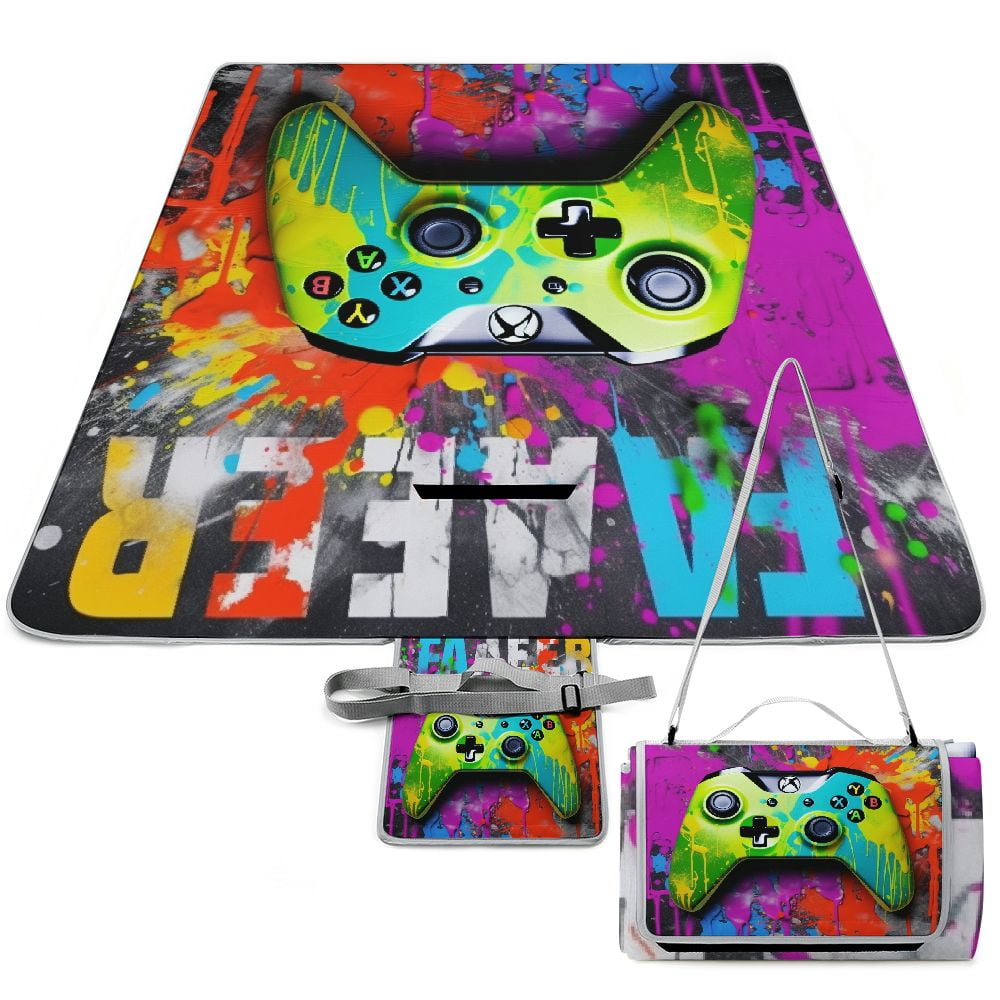 FACANNAP Video Game Controller Square Outdoor Picnic Blanket Waterproof ...
