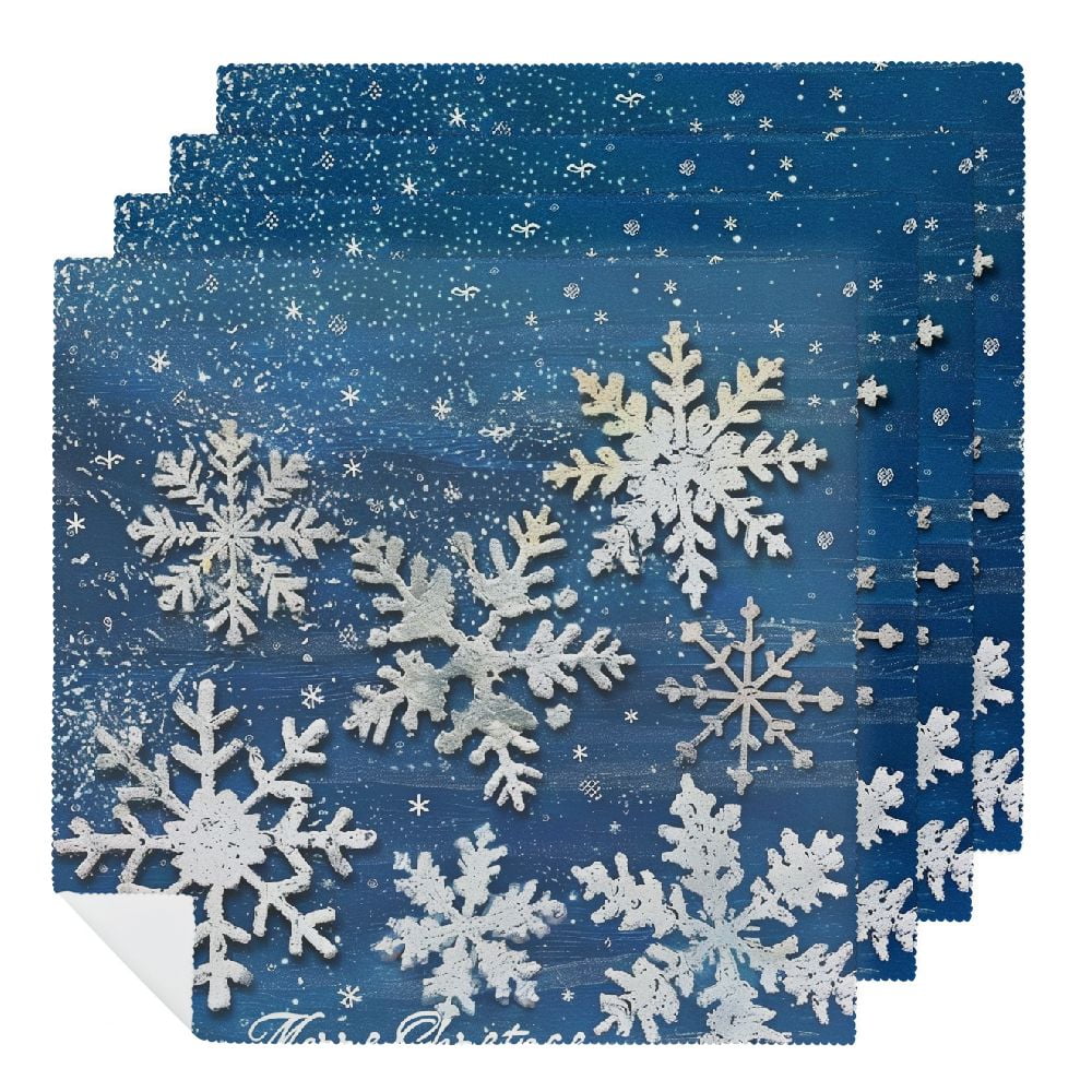 FACANNAP Whaline Christmas Paper Napkins Foil Silver Snowflake Cocktail ...