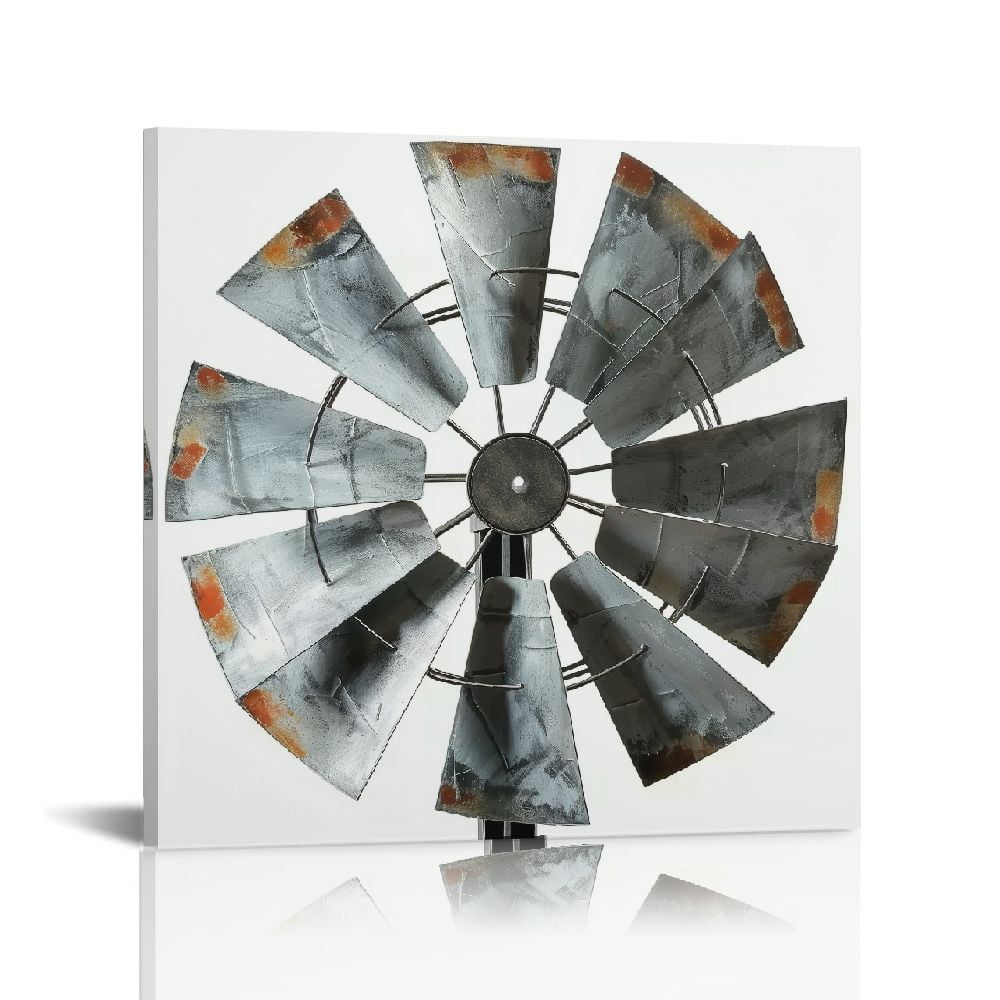 FACANNAP Windmill Wall Decor, Vintage Silver Metal Windmill Wall ...