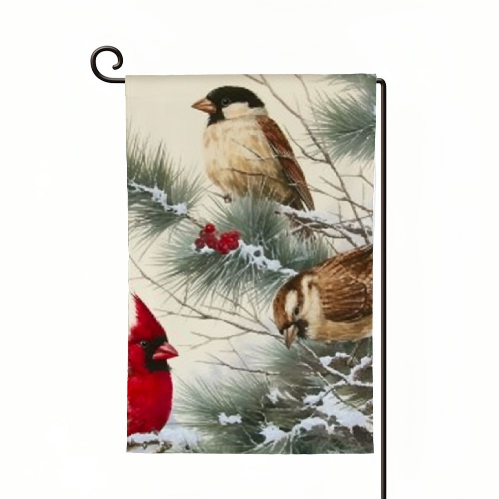 FACANNAP Winter Garden Flags for Outside Decoration, Cardinal Pine ...