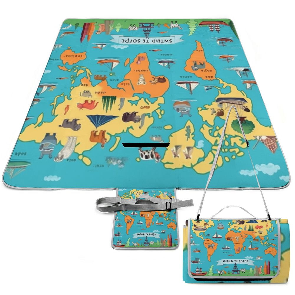 FACANNAP World Map Animals Ships Square Outdoor Picnic Blanket for ...