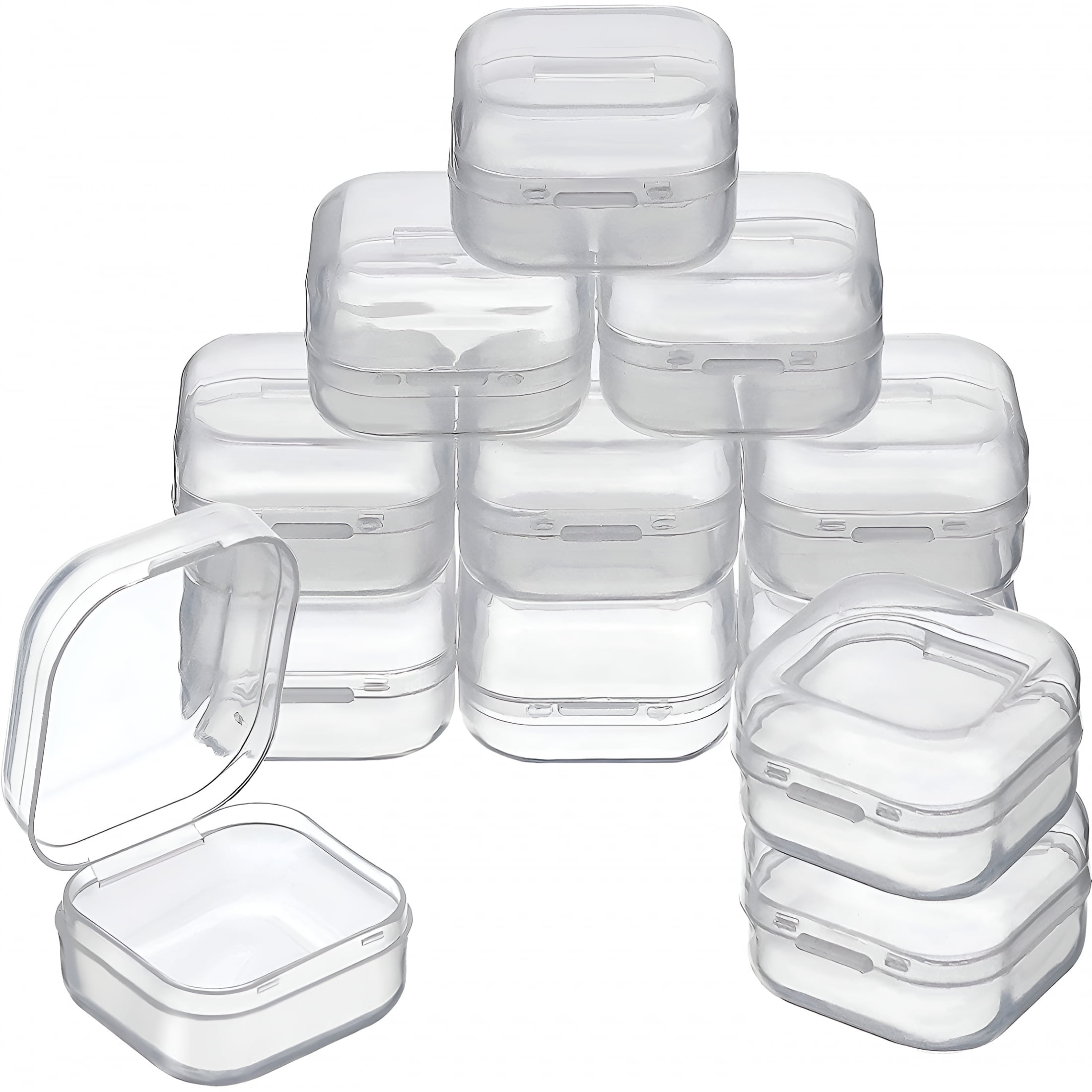 FACEGA 12 Pack Small Clear Plastic Storage Containers with Hinged Lids ...