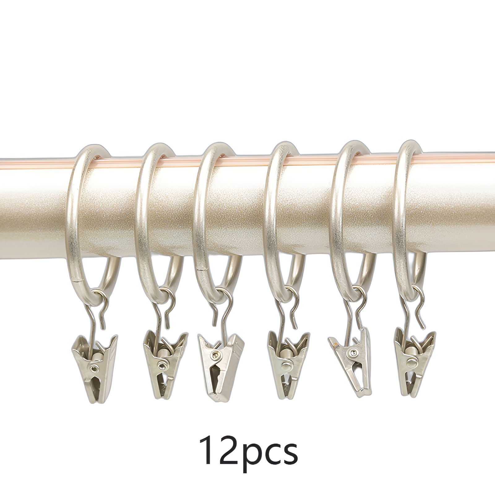 FACEGA 12Pcs Curtain Rings Elegant Look Metal Curtain Clip Rings Thicker Build Drapery Clips ...