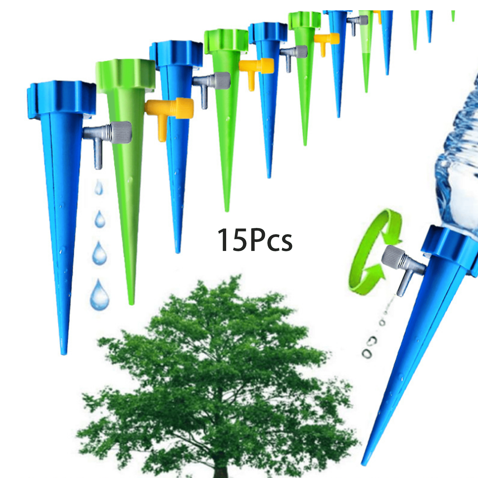 FACEGA 15Pcs Plant Watering Devices, Adjustable Water Flow Self ...