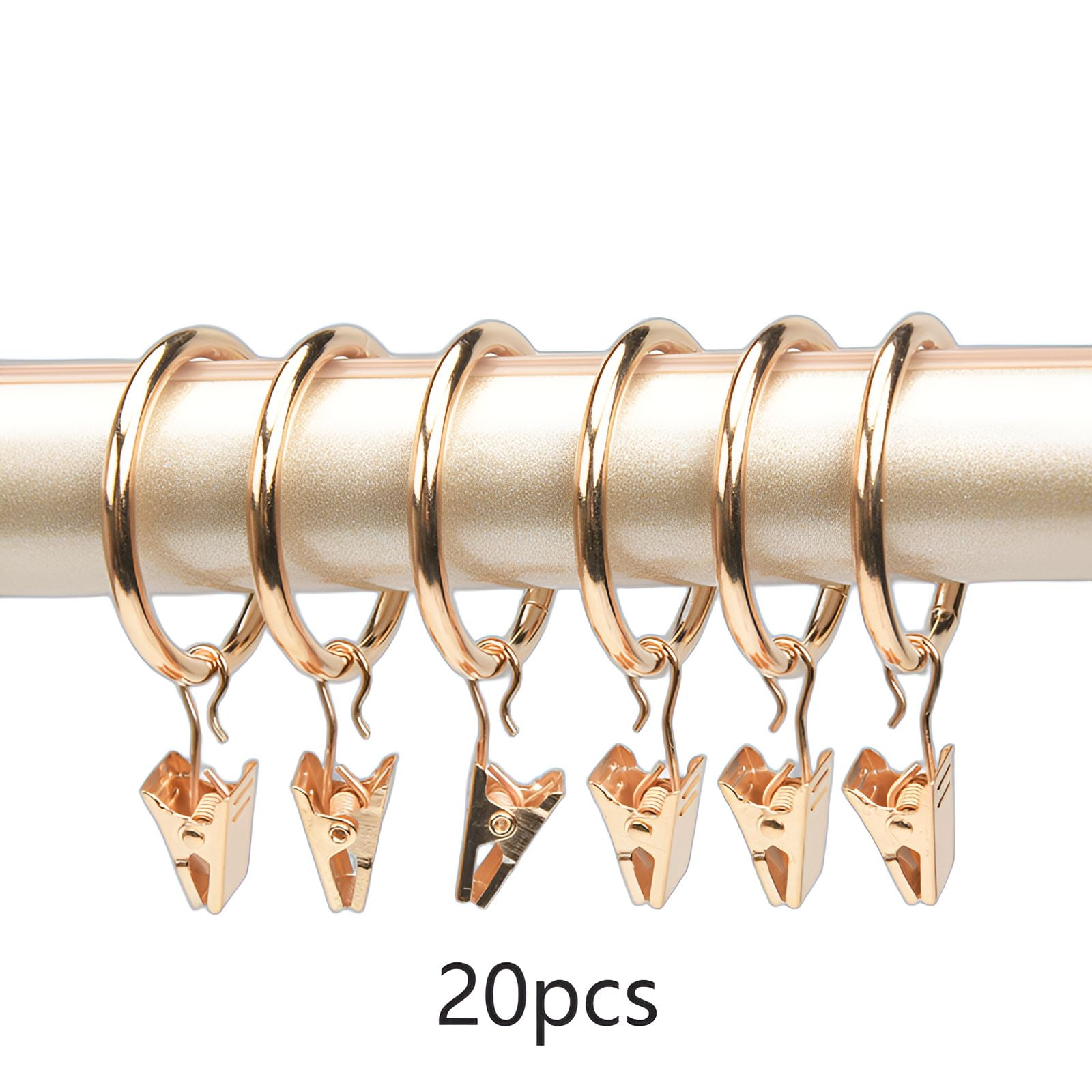 FACEGA 20Pcs Curtain Rings Polished Surface Metal Curtain Clip Rings ...
