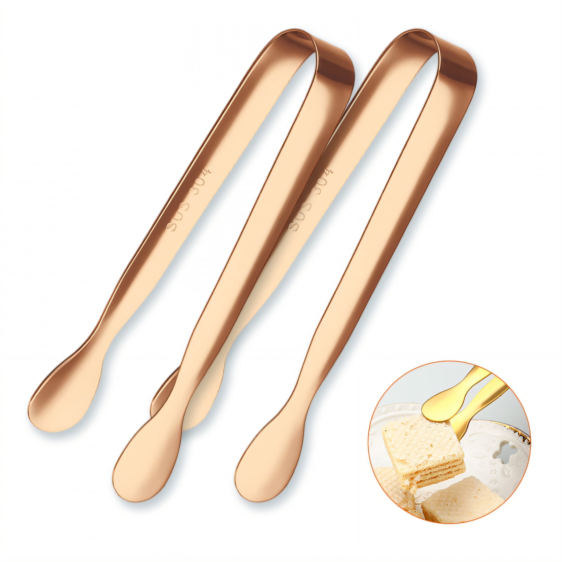 FACEGA 2Pcs Metal Tongs,Circular Gripping Head 304 Stainless Steel ...