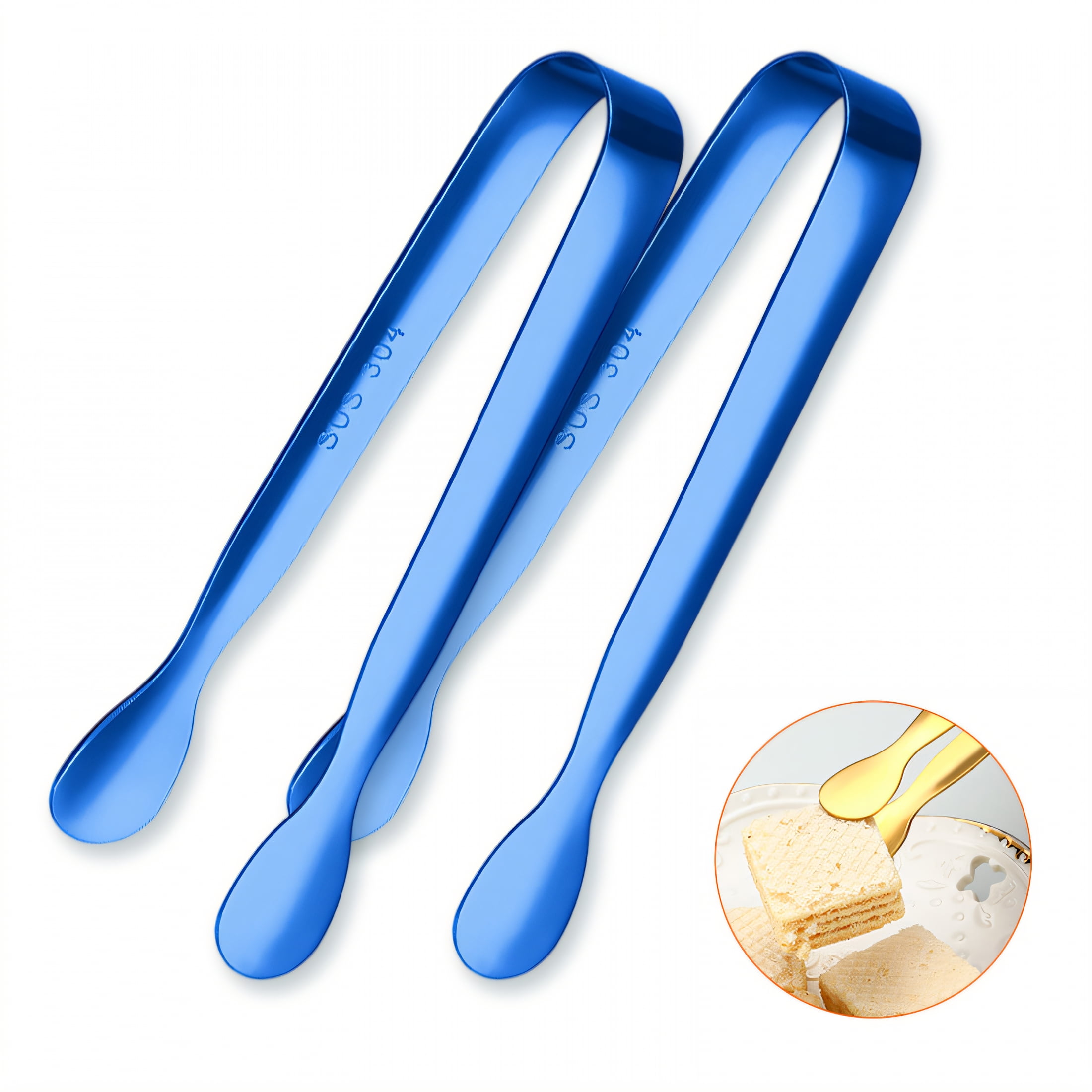 FACEGA 2Pcs Metal Tongs,Round Style Jaw 304 Stainless Steel Tongs for ...